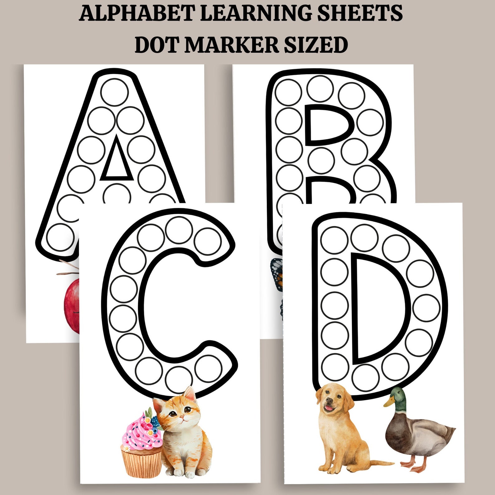 Alphabet Dot Marker Learning Sheets Four for Each Letter Forming Letter ...
