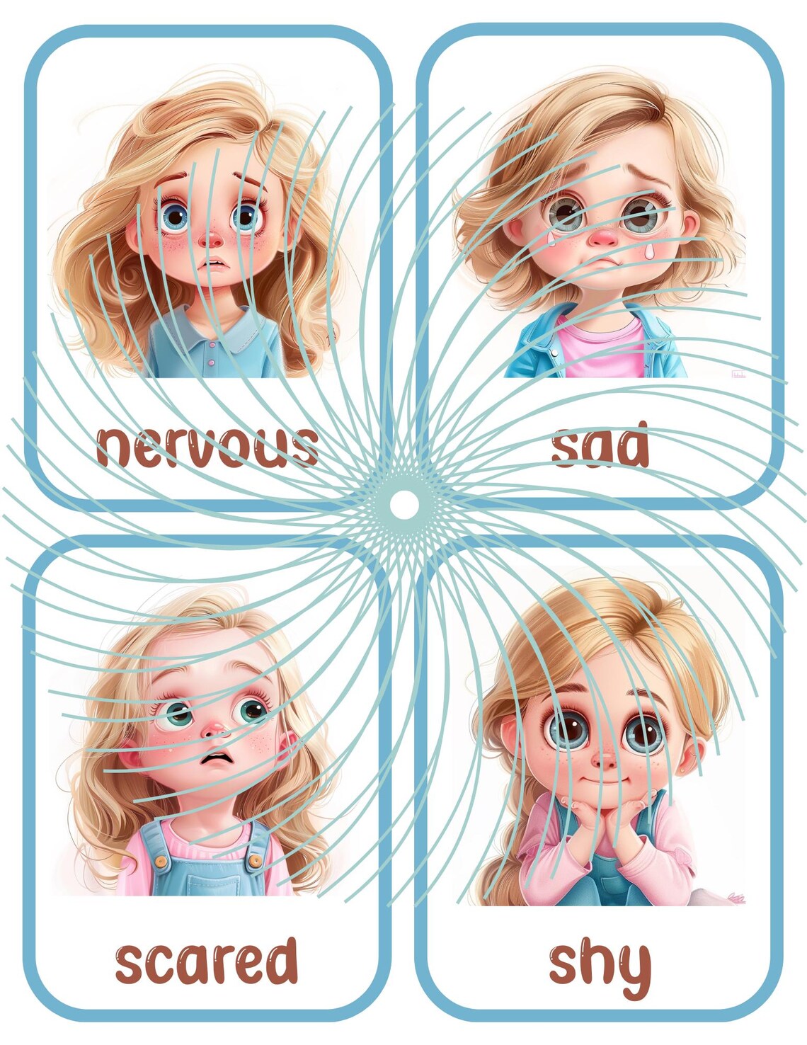 Emotion Flashcards, Feeling Cards for Toddlers and Preschool, Blonde ...