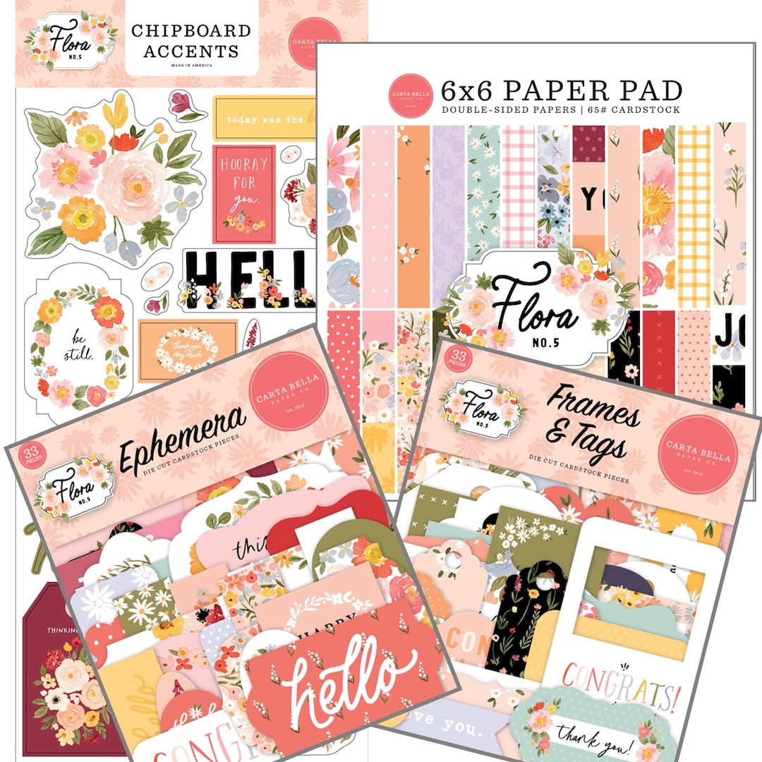 Carta Bella FLORA No. 5 Collection bundle of 4 Items Scrapbooking ...