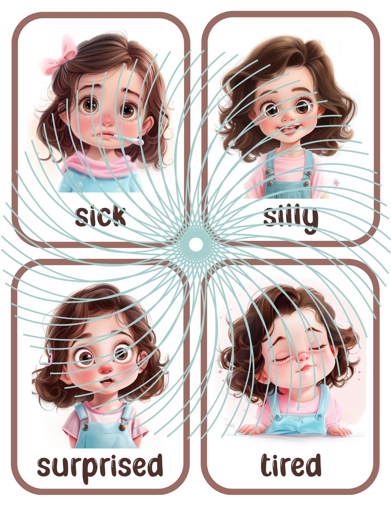 Emotion Flashcards, Feeling Cards for Toddlers and Preschool, Brown ...
