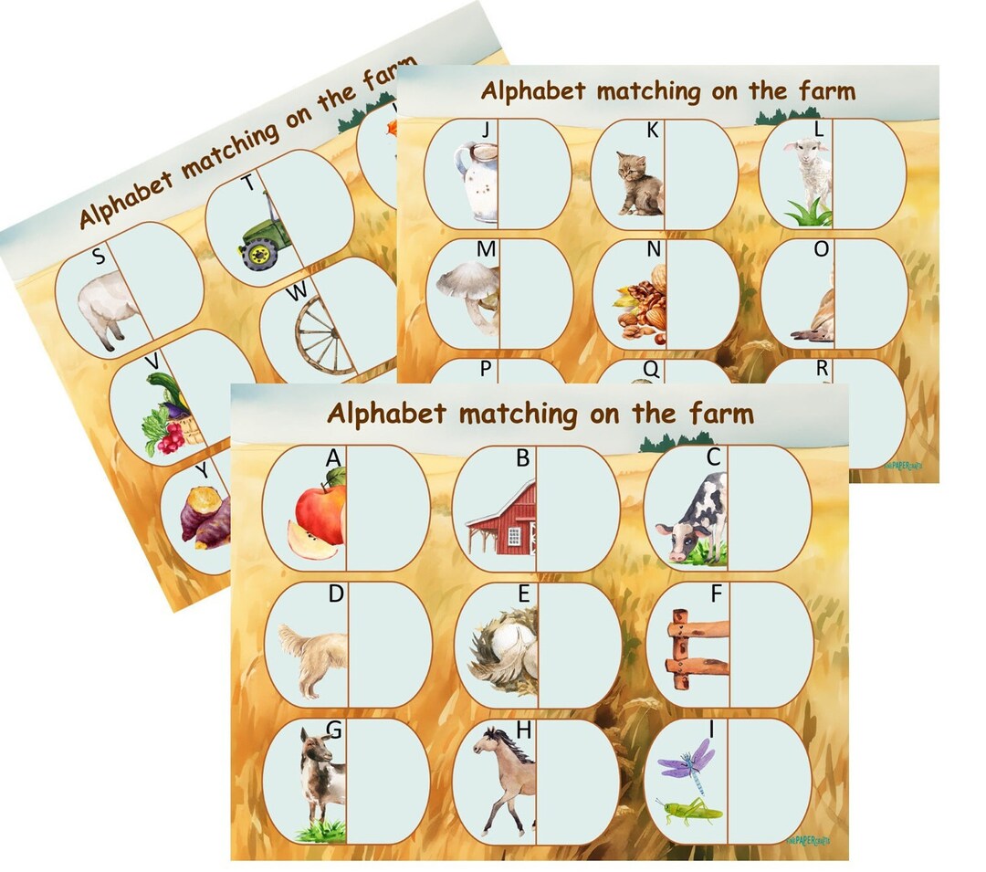 Animal Alphabet Match Pages for Toddlers and Preschool Farm, Busy ...