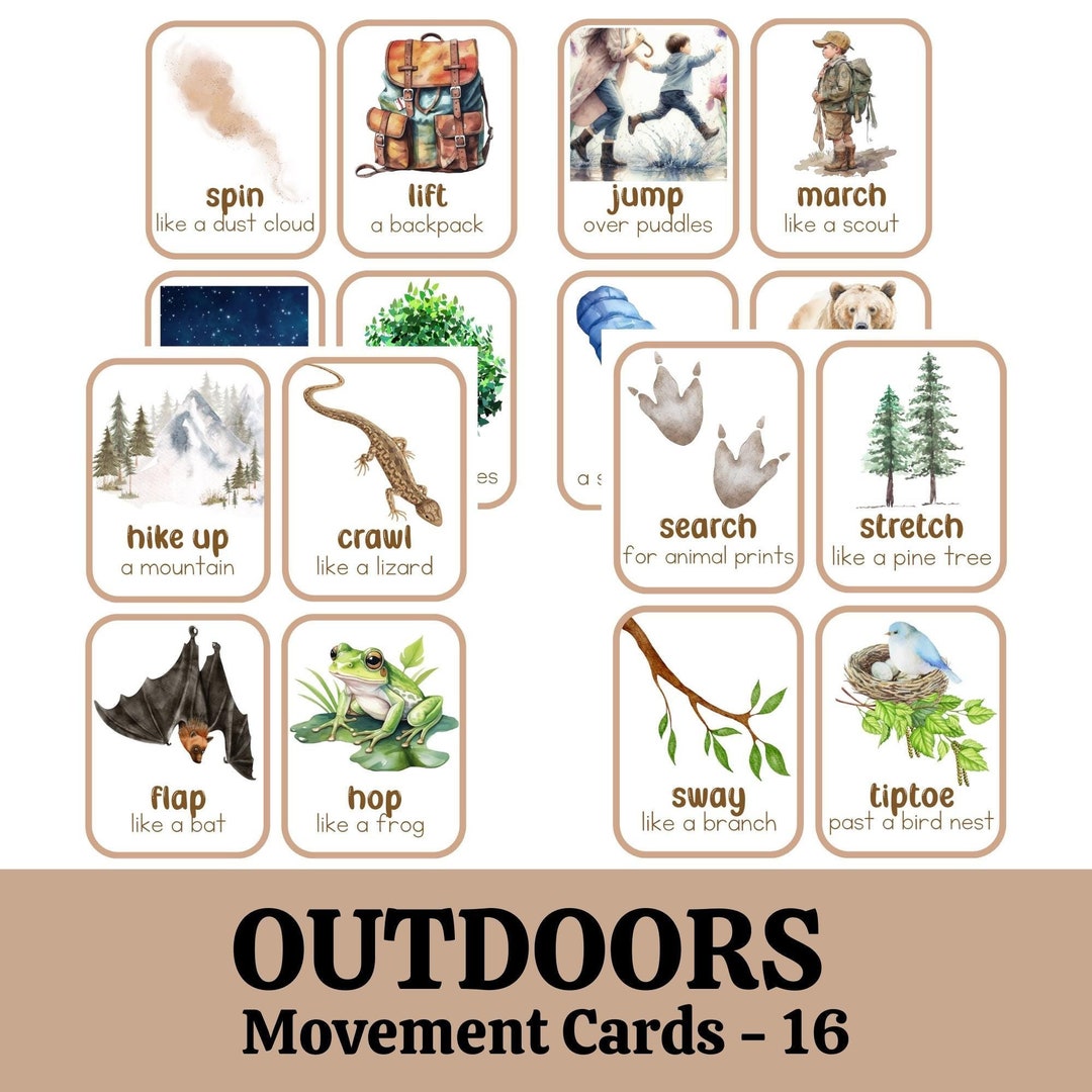 Movement Cards Outdoors and Camping for Toddlers and Preschool, Busy ...