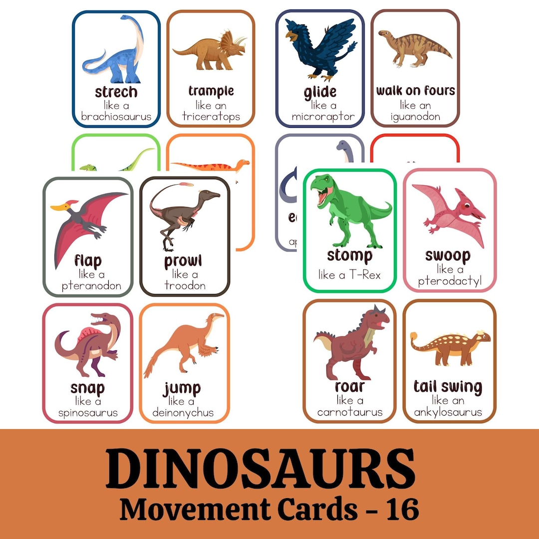 Movement Cards for Toddlers and Preschool Dinosaurs, Busy Activities ...