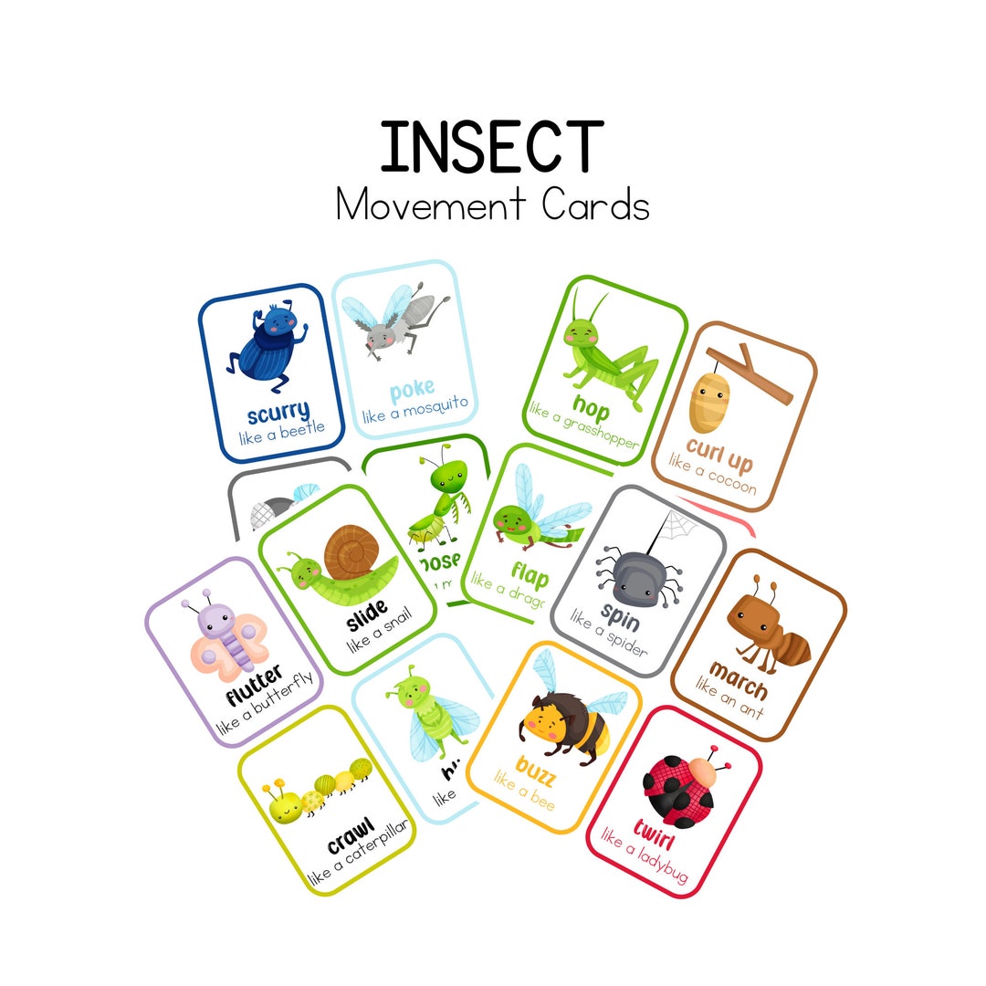 Movement Cards Bugs for Toddlers and Preschool Busy - Etsy