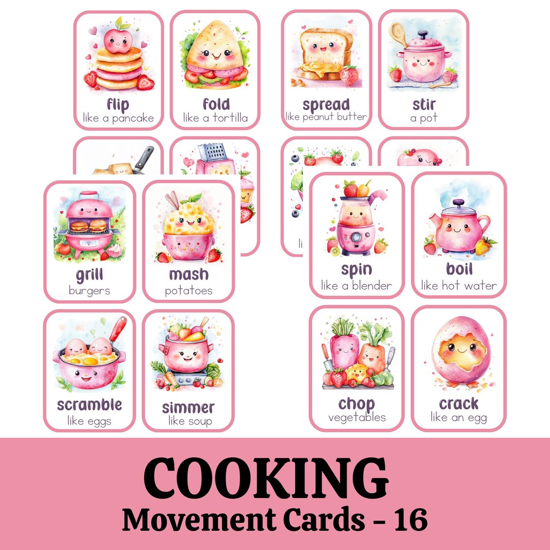 Movement Cards Cooking Themed for Toddlers and Preschool, Busy ...