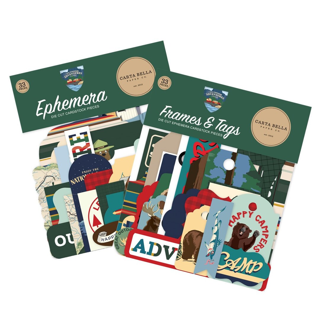 Carta Bella OUTDOOR ADVENTURE Collection Set of 2 Items, Ephemera and ...