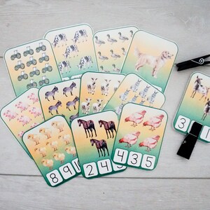 Count Clip Cards for Toddlers and Preschool Farm, Busy Activities, Fun ...