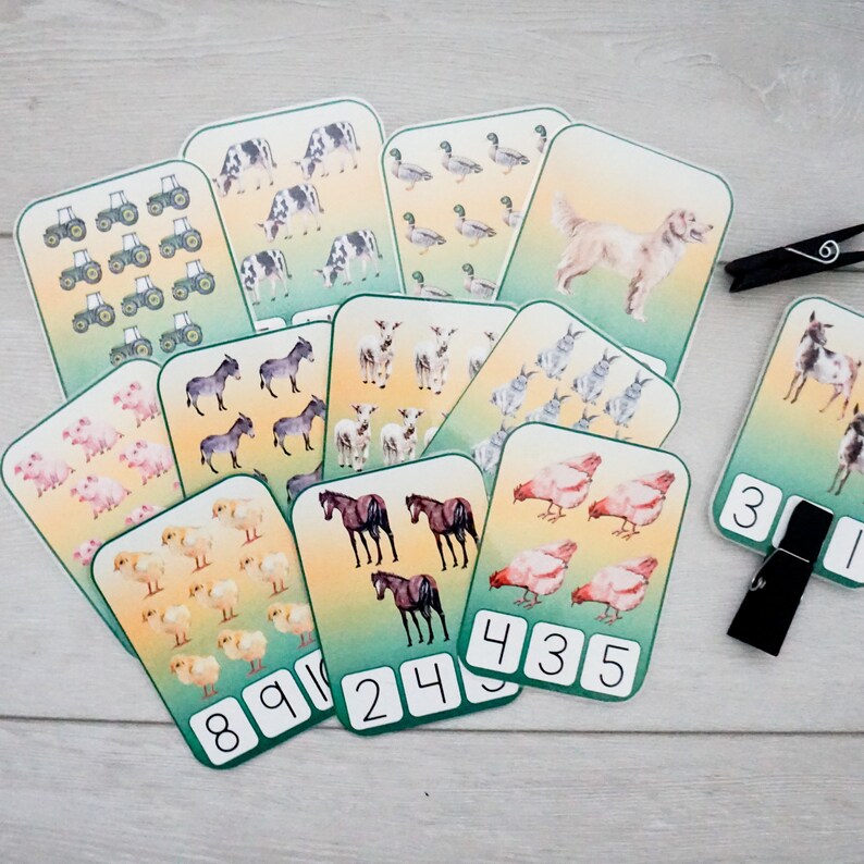 Count Clip Cards for Toddlers and Preschool Farm, Busy Activities, Fun ...