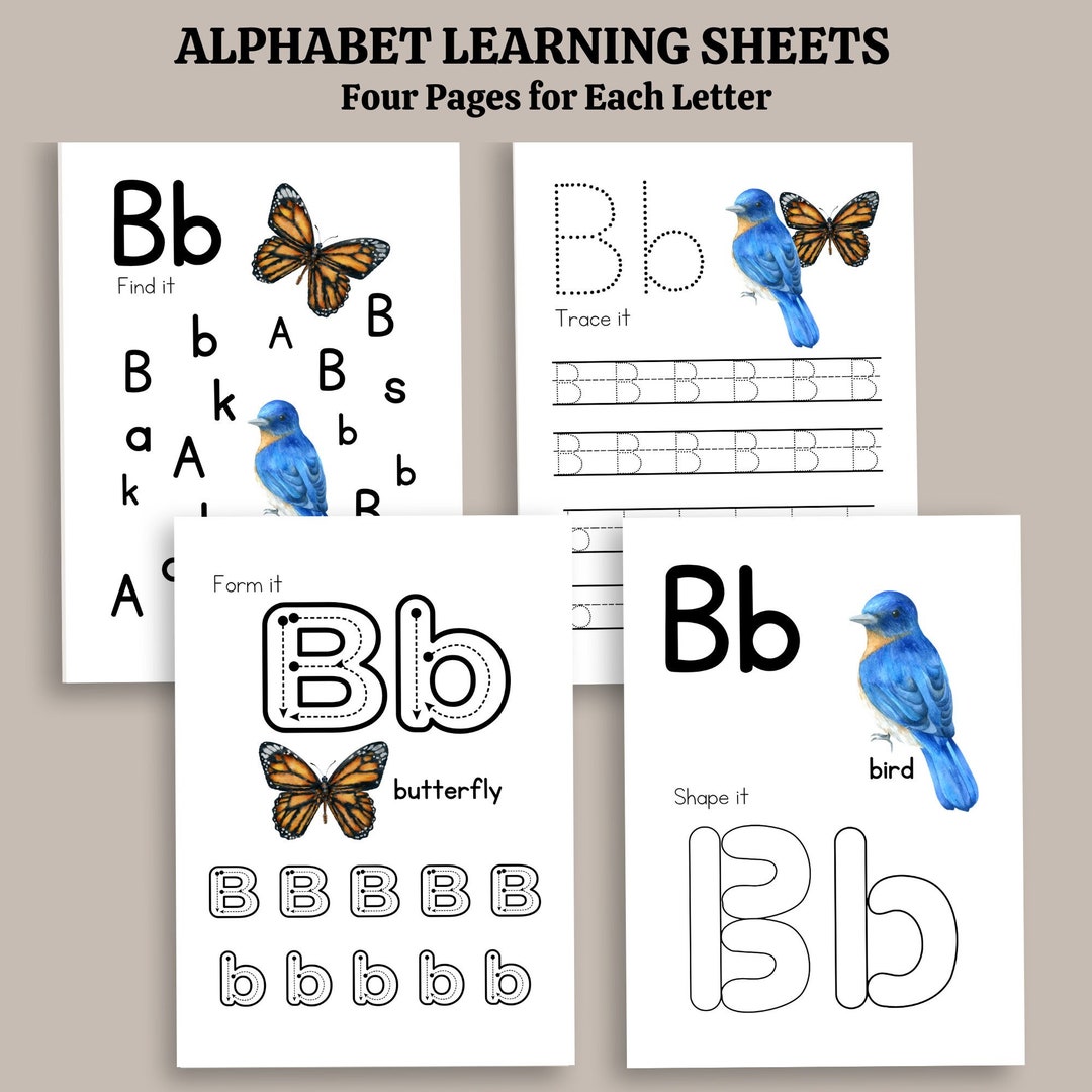 Alphabet Learning Sheets - Four for Each Letter - Writing, Forming ...