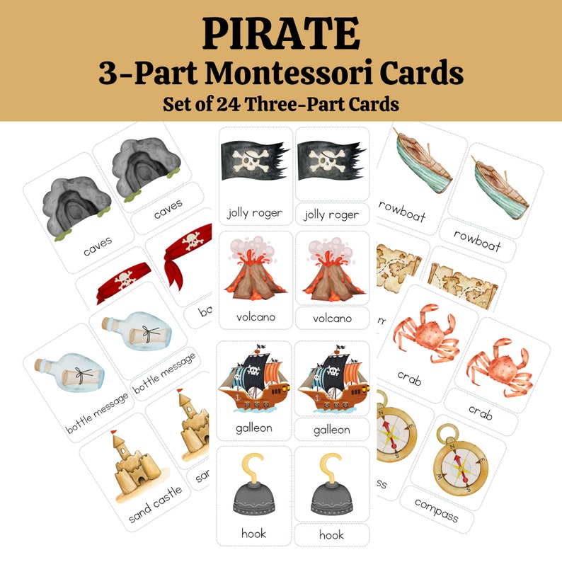 3 Part Cards - Pirate Adventures - Flash Cards, Sea, Montessori ...