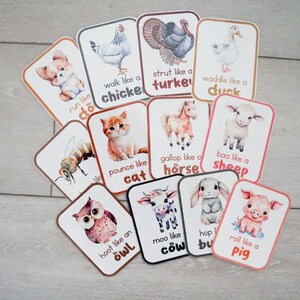 Movement Cards for Toddlers and Preschool Farm Animals Busy - Etsy