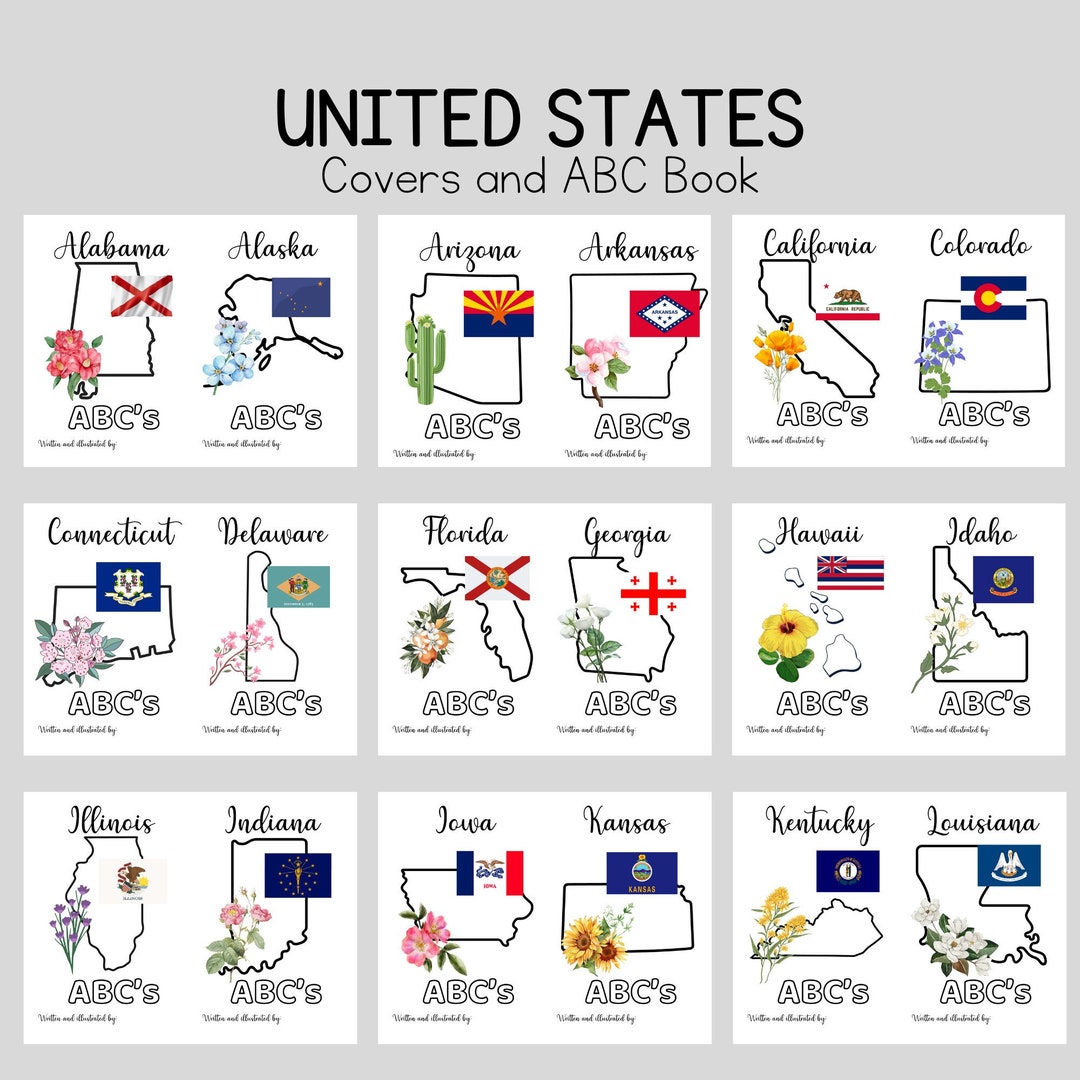 Abc's of the 50 States, Printable Booklet by State, Toddler, Child ...