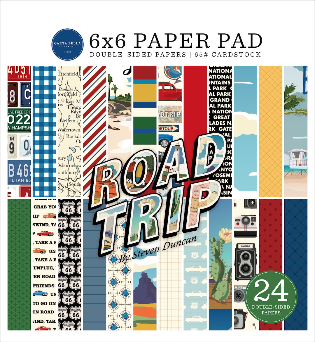 Carta Bella ROAD TRIP Collection 6 X 6 Paper Pad 24 Double Sided ...