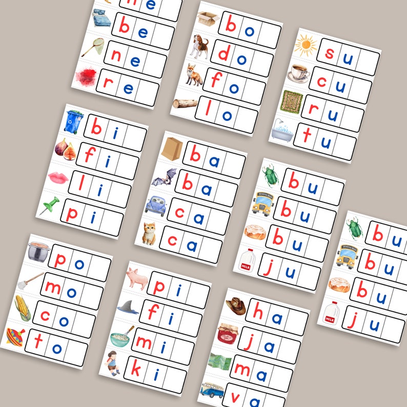 CVC Word Phonics Matching Cards Includes 40 Beginning, 40 Middle and 40 ...
