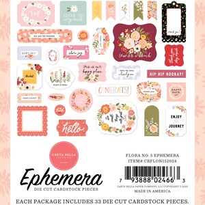 Carta Bella Flora No. 5 Collection Set of 2 Items, Ephemera and Frames ...