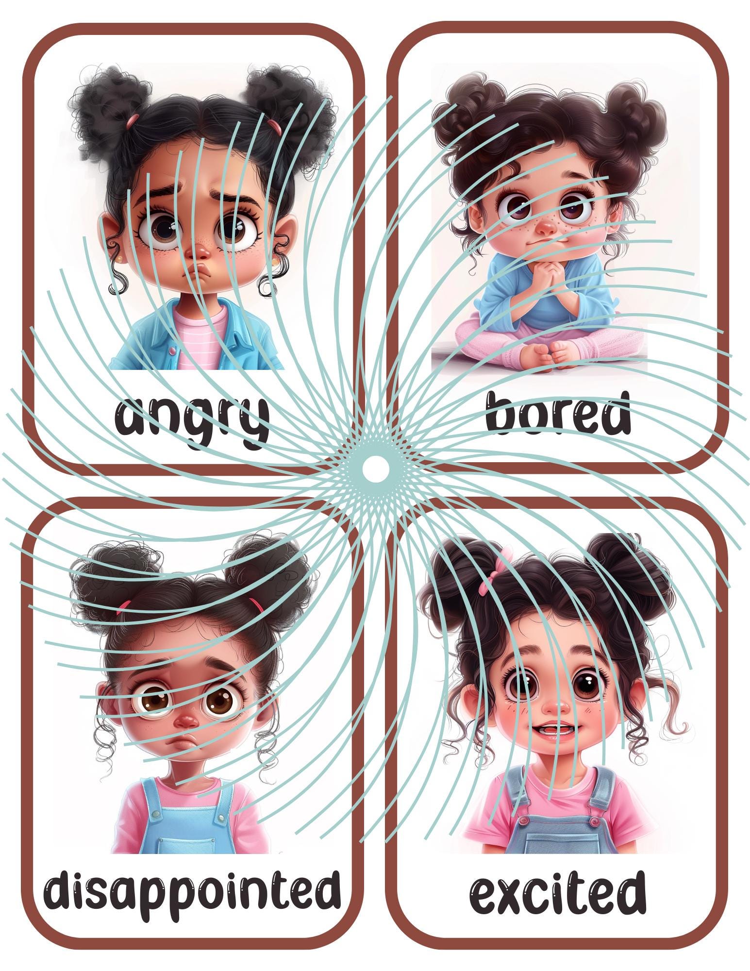 Emotion Flashcards, Feeling Cards for Toddlers and Preschool, Dark ...