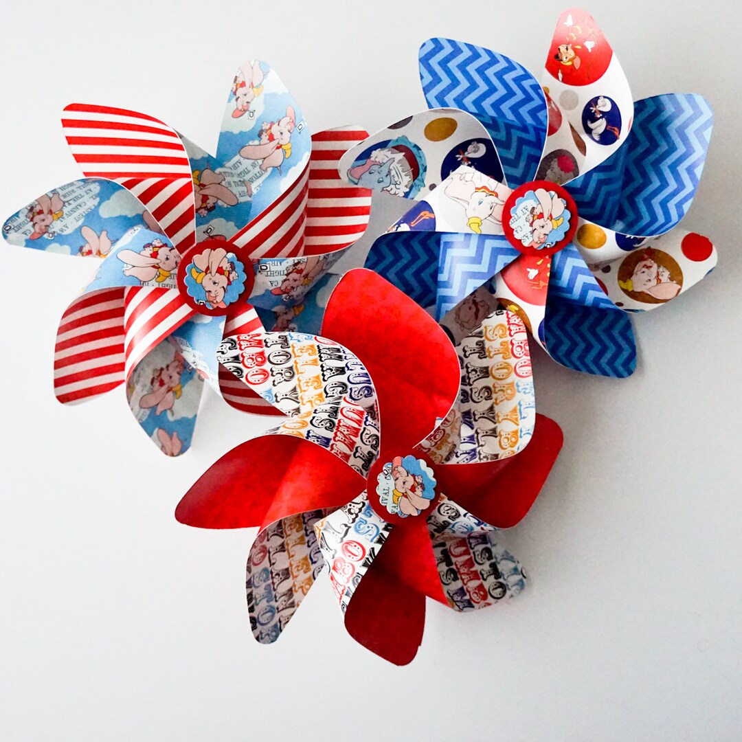 Pinwheels Dumbo (106) Disney- With Straws Set of 6 Beautiful Double ...