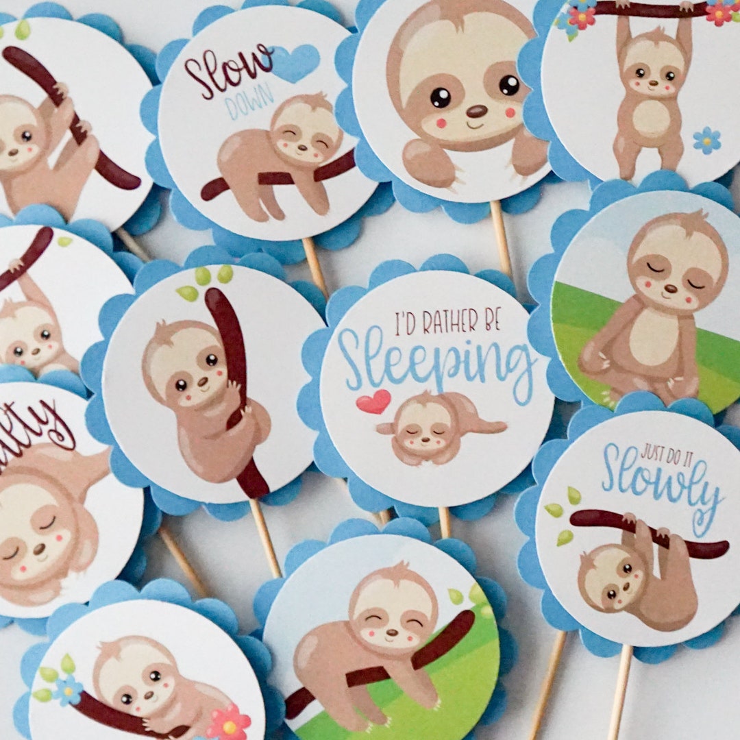 Sloth Cupcake Toppers or Candied Apple Toppers Adorable for - Etsy