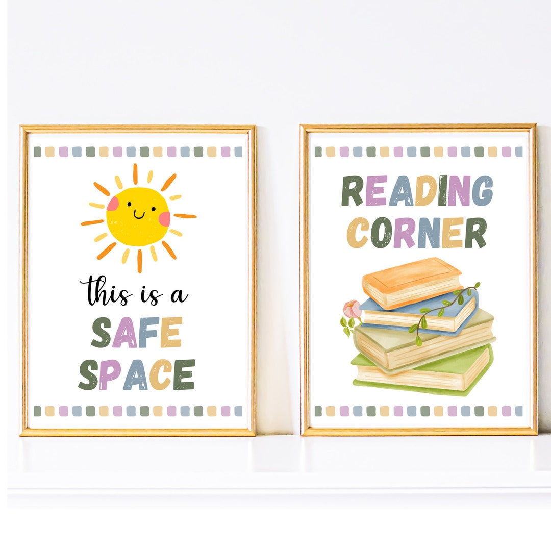 Educational Posters Set of 2, Reading Corner and Safe Place, Homeschool ...