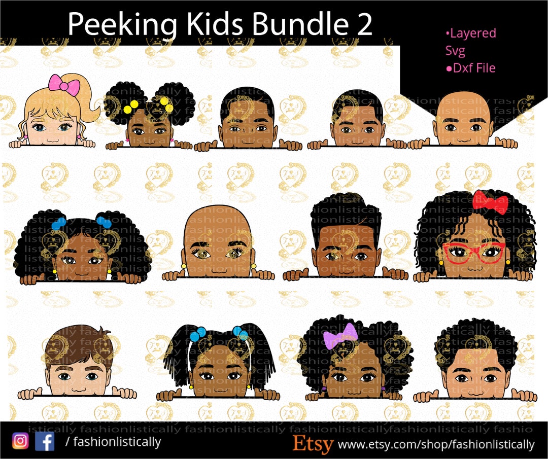 Peek a Boo Kids Svg, Peeking Boy Svg,peeking Girl Svg, Ethnic Svg, Peek ...
