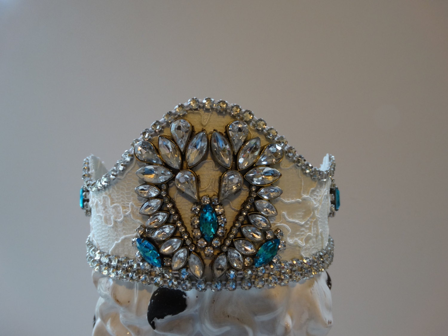Crown, Metal With Vintage Lace Rhinestones,and Large Jewelry Piece, for ...