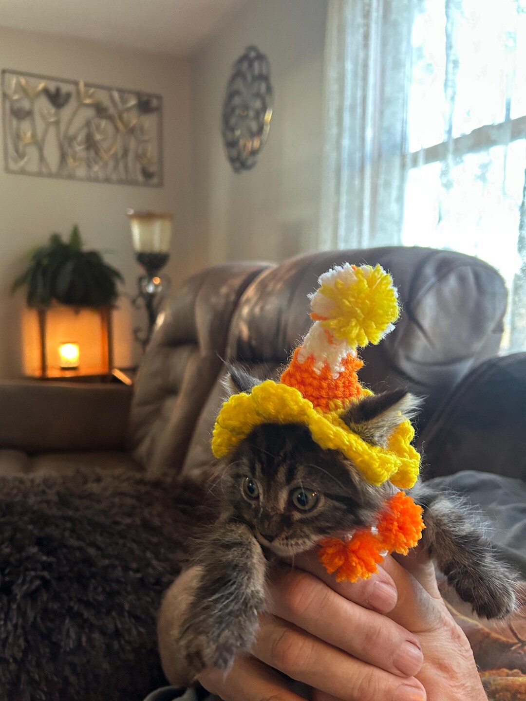 Crochet Candy Corn Cat Hat Pattern: Kitten Halloween Costume (digital ...