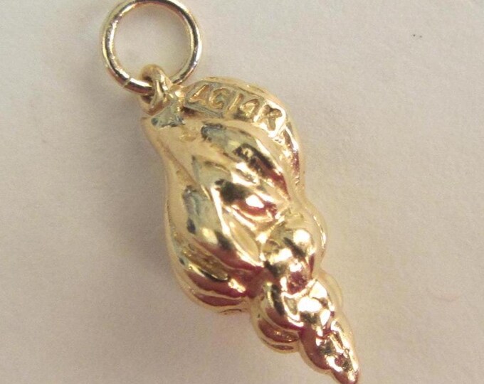14k Solid Gold 3D Small Conch Shell Charm Pendant It is Hollow - 1.98 ...