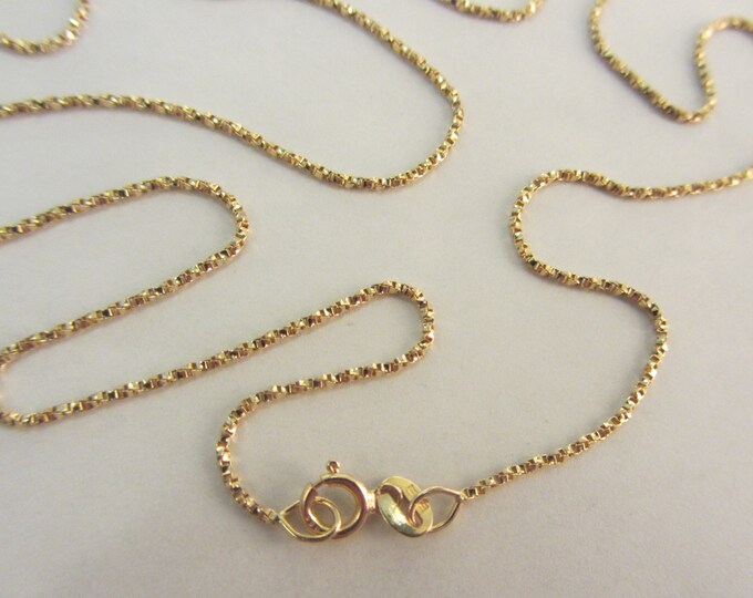 14k Solid Gold Thin Twisted Box Link Chain Necklace - 17 7/8"x .85mm ...