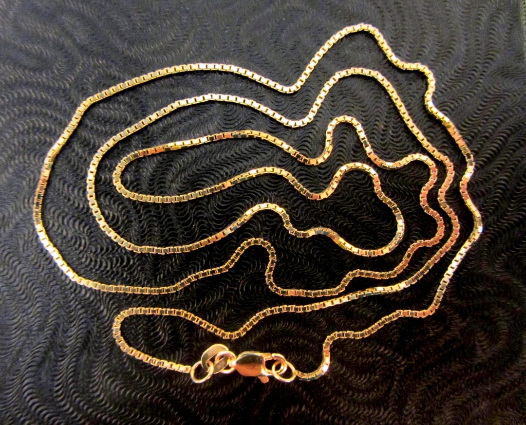 10k Solid Yellow Gold Fine Box Chain Necklace - 23 3/4