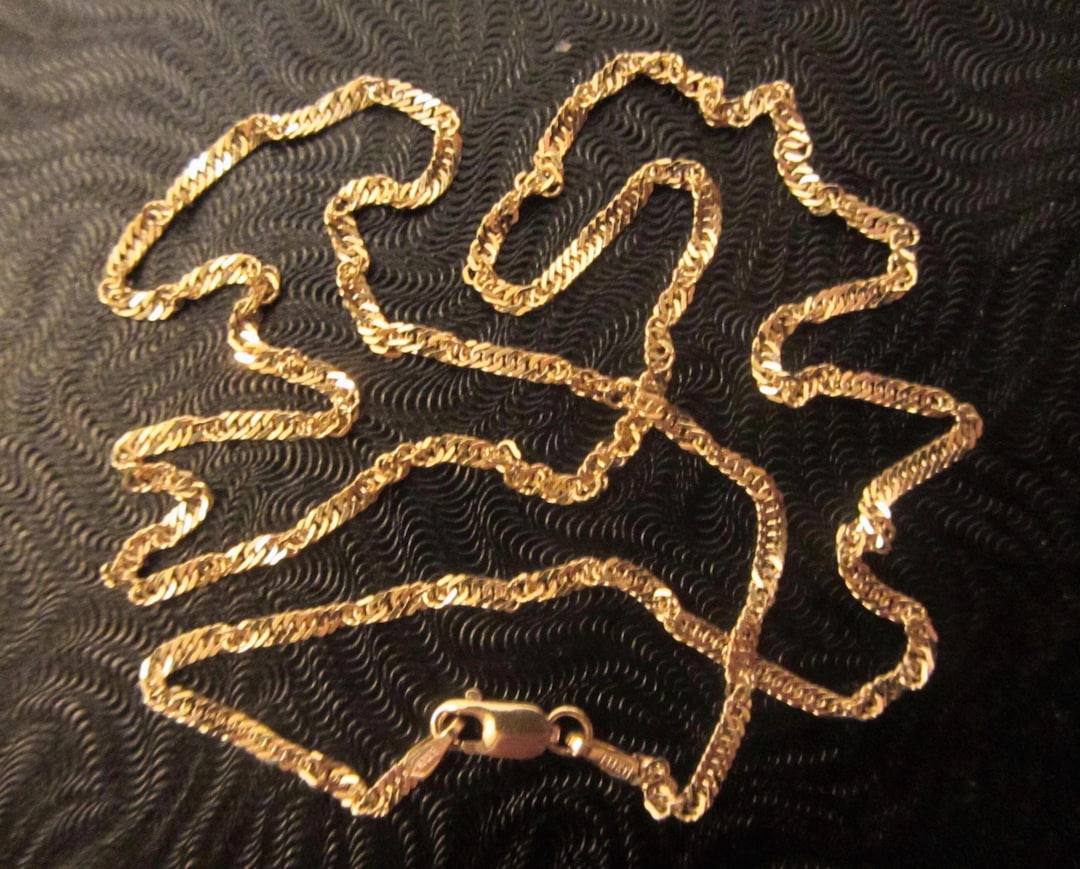 14k Solid Yellow Gold Twisted Cable Link Sparkly Diamond Cut Chain ...