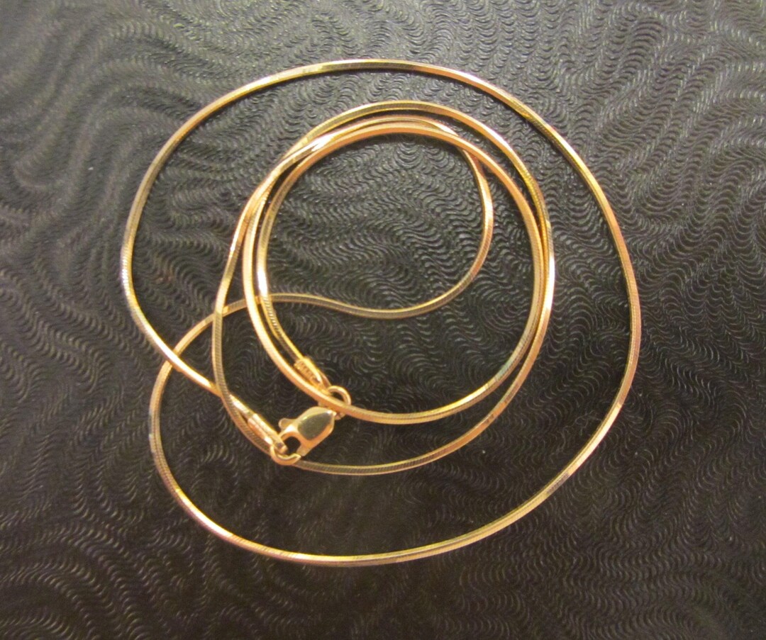 10k Solid Gold Polished Smooth Snake Slinky Squared Chain Necklace - 19 ...