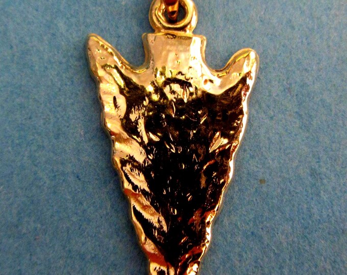 14k Solid Gold One Sided Realistic Arrowhead Long Pendant - 1.43 Grams ...