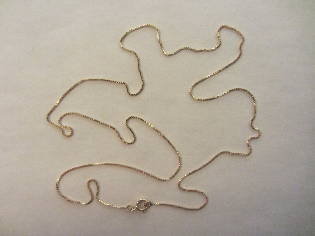 14k Solid Gold Thin Delicate Box Chain Necklace 18x .40mm 1.01 Grams ...