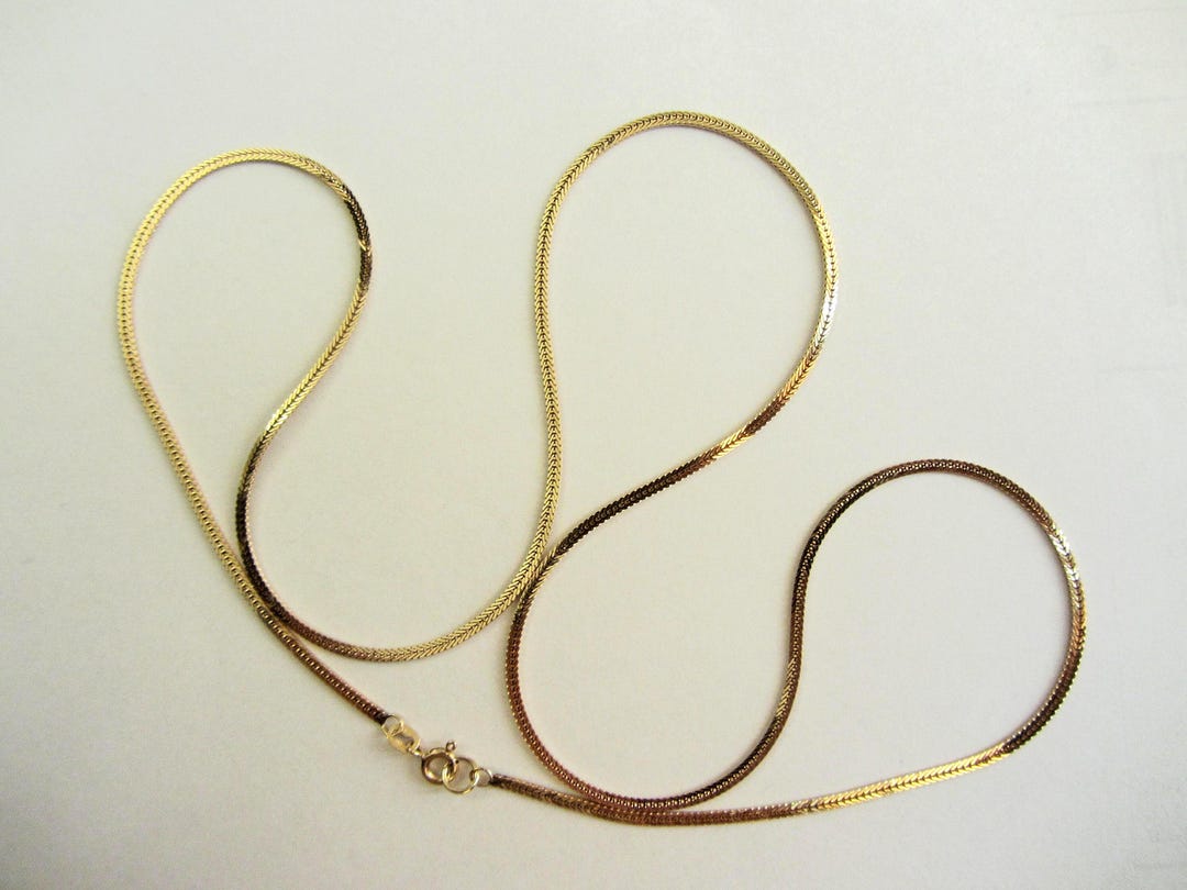 Gorgeous 14k Solid Yellow Gold Women & Mens Woven Flat Wheat Chain ...