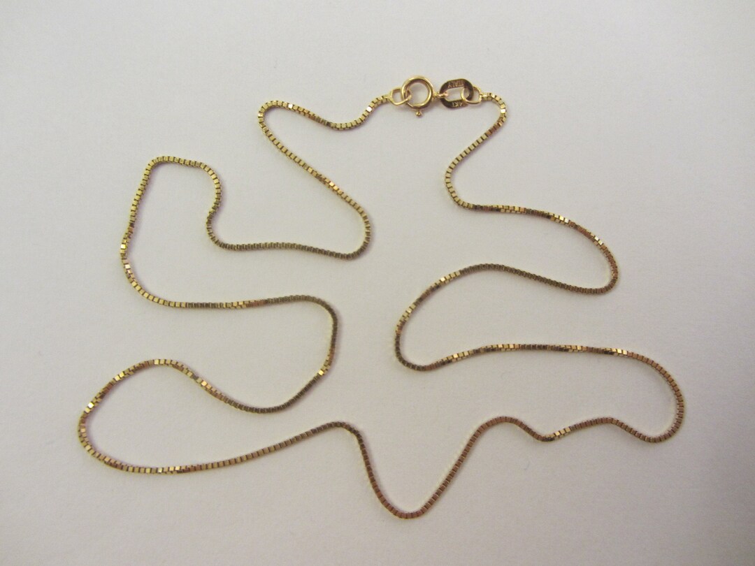 14k Solid Gold Thin Box Chain Good for Light Weight Charm Pendant - 16 ...