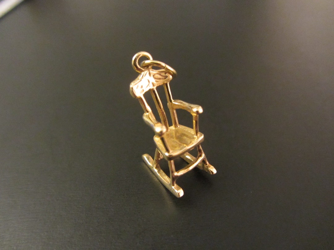 Lovely 14k Solid Yellow Gold 3D Rocking Chair Charm Pendant - 2.63 ...