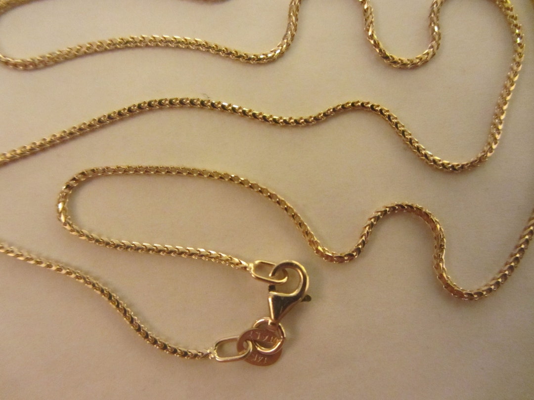 14k Solid Gold Thin Unusual Type of Chevron Open Link Chain Necklace ...