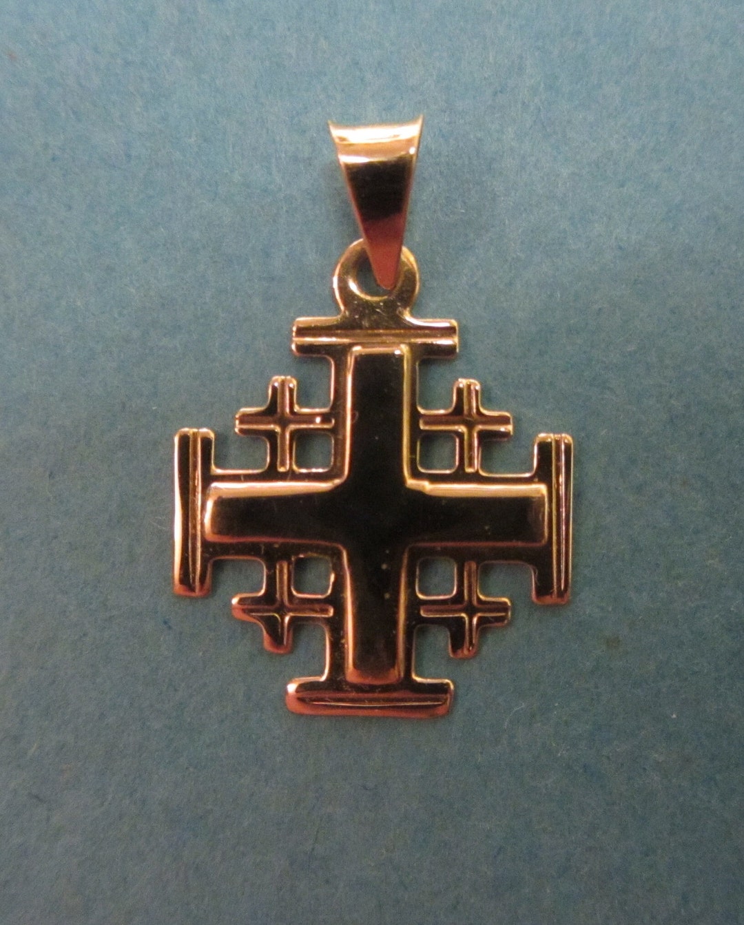18k Solid Yellow Gold Jerusalem Cross Charm Pendant - 1.78 Grams ...