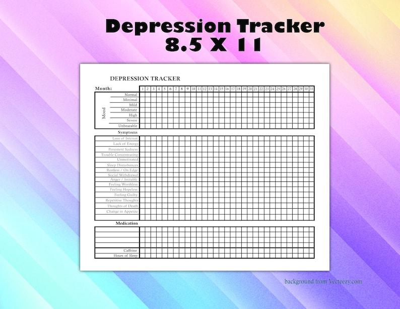 Printable Depression Mood Tracker Chart - Etsy Hong Kong