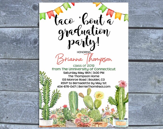 Taco Bout a Graduation Party Fiesta Graduation Invitation - Etsy