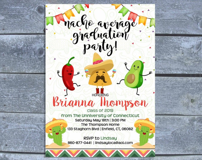 Nacho Average Graduation Party Taco Theme Fiesta Invitation | Etsy