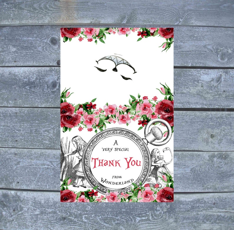 Alice in Wonderland themed Thank you card Alice in | Etsy