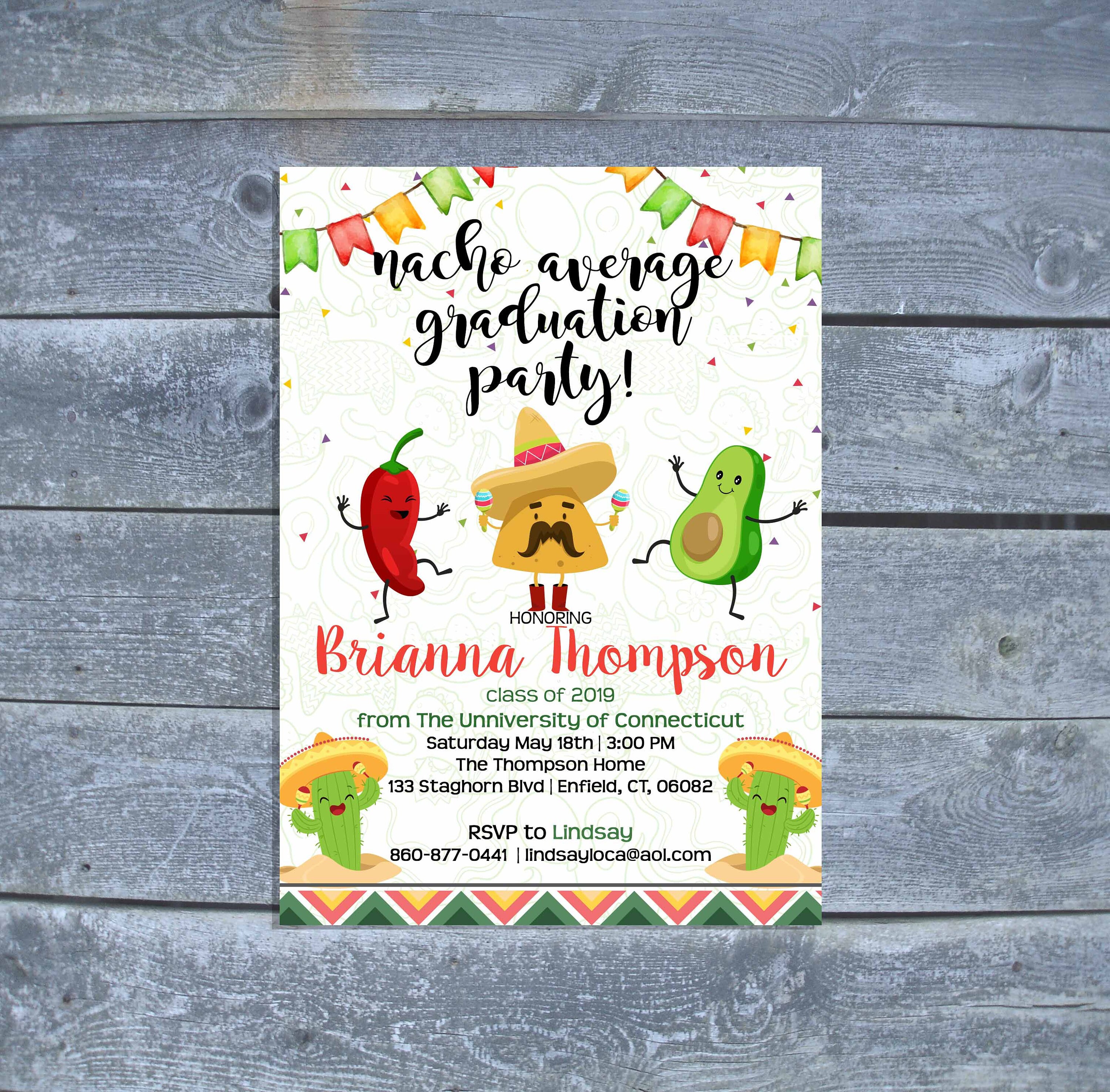 Nacho Average Graduation Party Taco Theme Fiesta Invitation Mexican ...