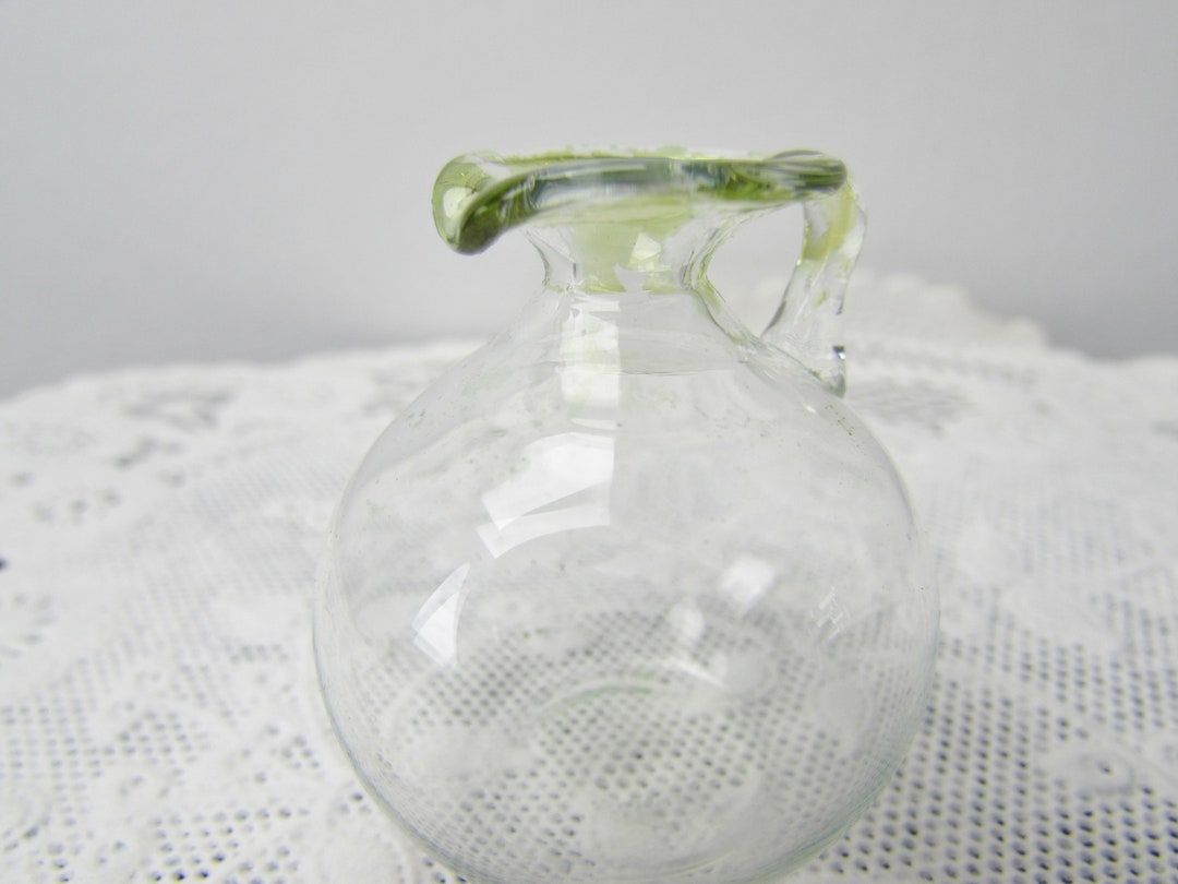 Hand Blown Miniature Pitcher Glass Bulbous Shape 1970s Dollhouse Size 1 ...