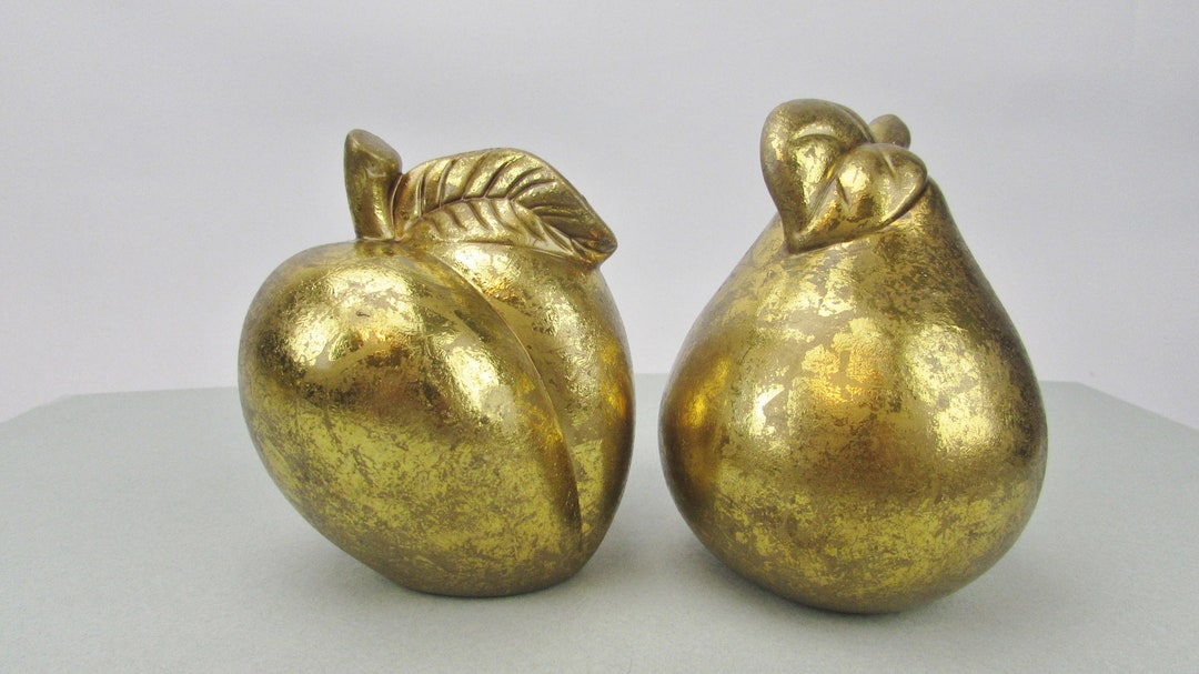 Vintage Gold Gilded Apple and Pear Decorative Fruit Decor Studio 56 ...