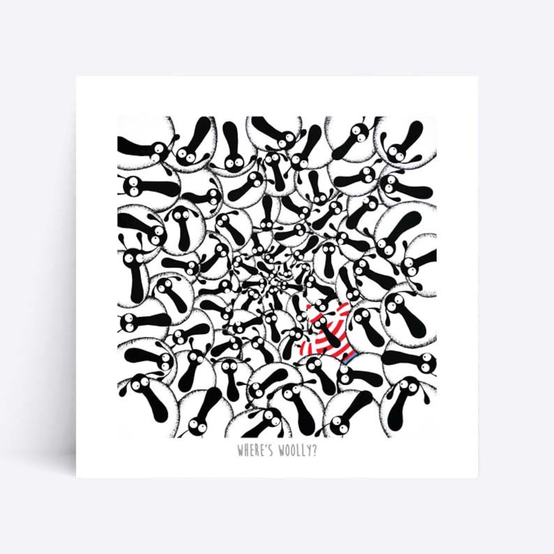 Where’s Wally Waldo Woolly Print. Fun Gifts. Wall Art. Sheep Puns Gift ...