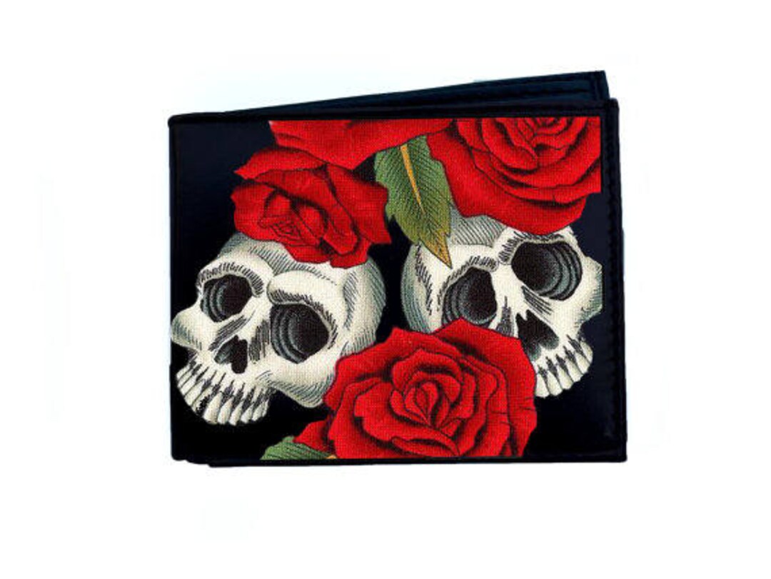 Leather Wallet Skulls and Red Roses 104 - Etsy