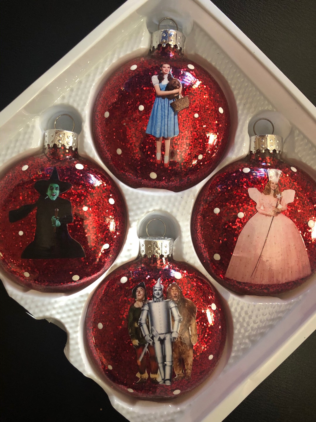 Wizard of Oz Inspired Ornaments Set of 4 Ruby Red Glitter - Etsy
