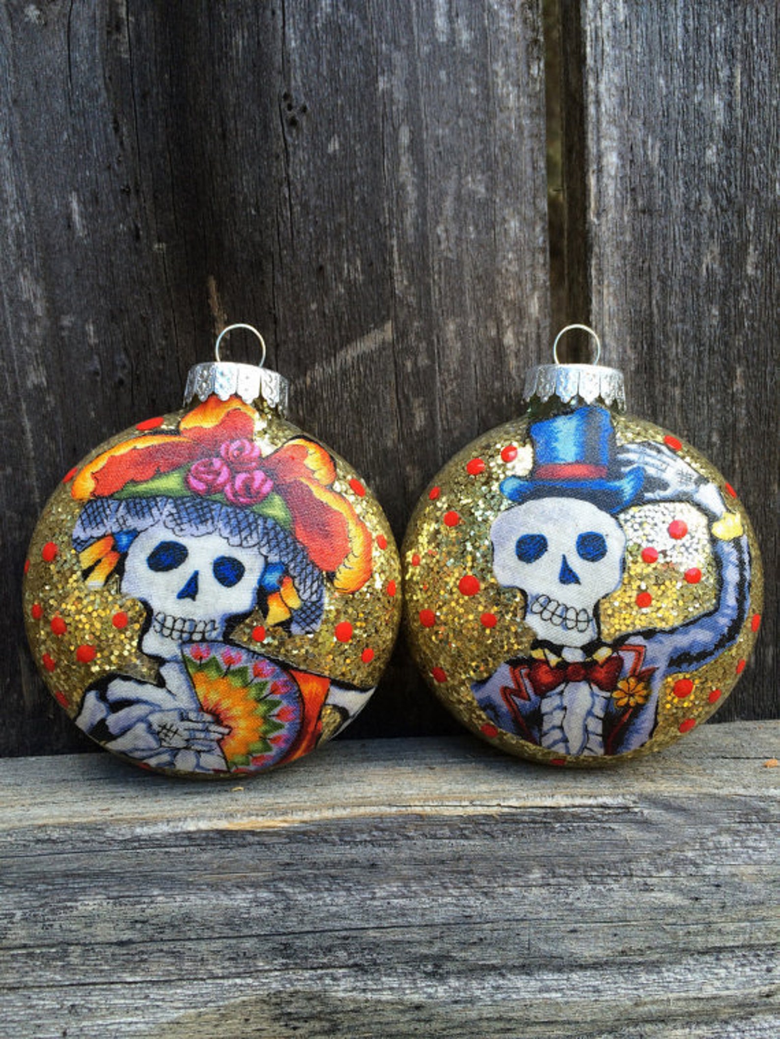 Cute Skeleton Couple Clear Ornaments Set of 2 - Etsy