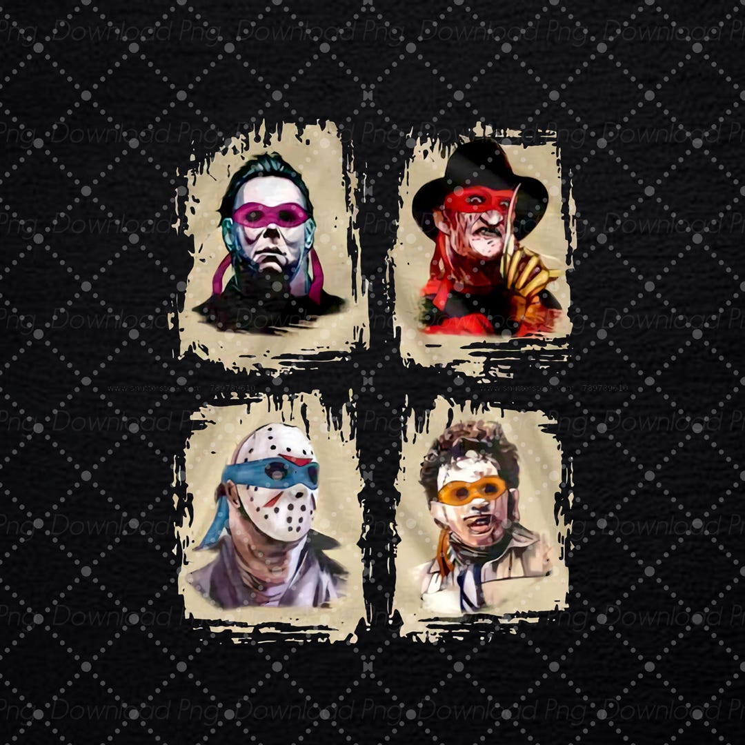 Ninja Turtles Killers Pumpkins Horror Png, Spooky Vibes Png, Retro ...